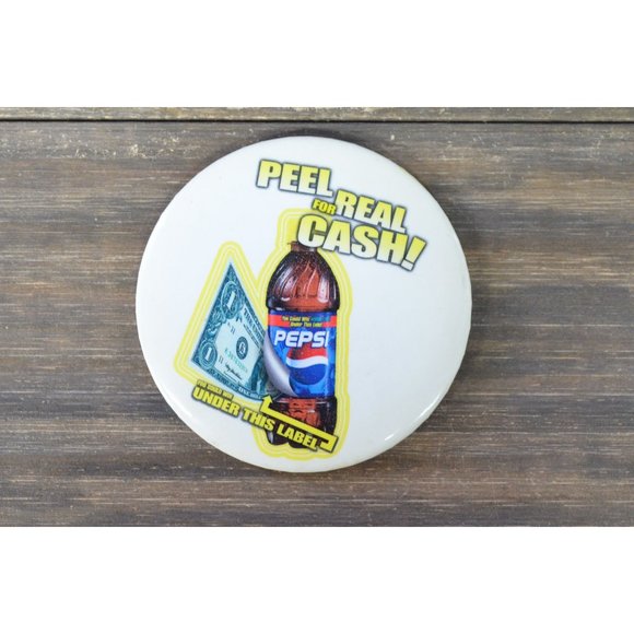 Pepsi | Accessories | Vintage Pepsi Promo Pin Peel Real Cah Under Label ...